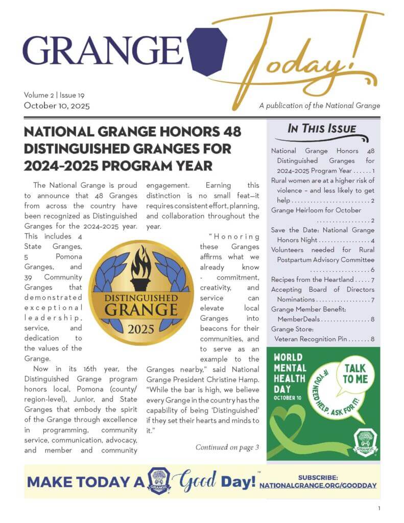 Grange Today E-Newsletter - National Grange (of the Order of Patrons of ...